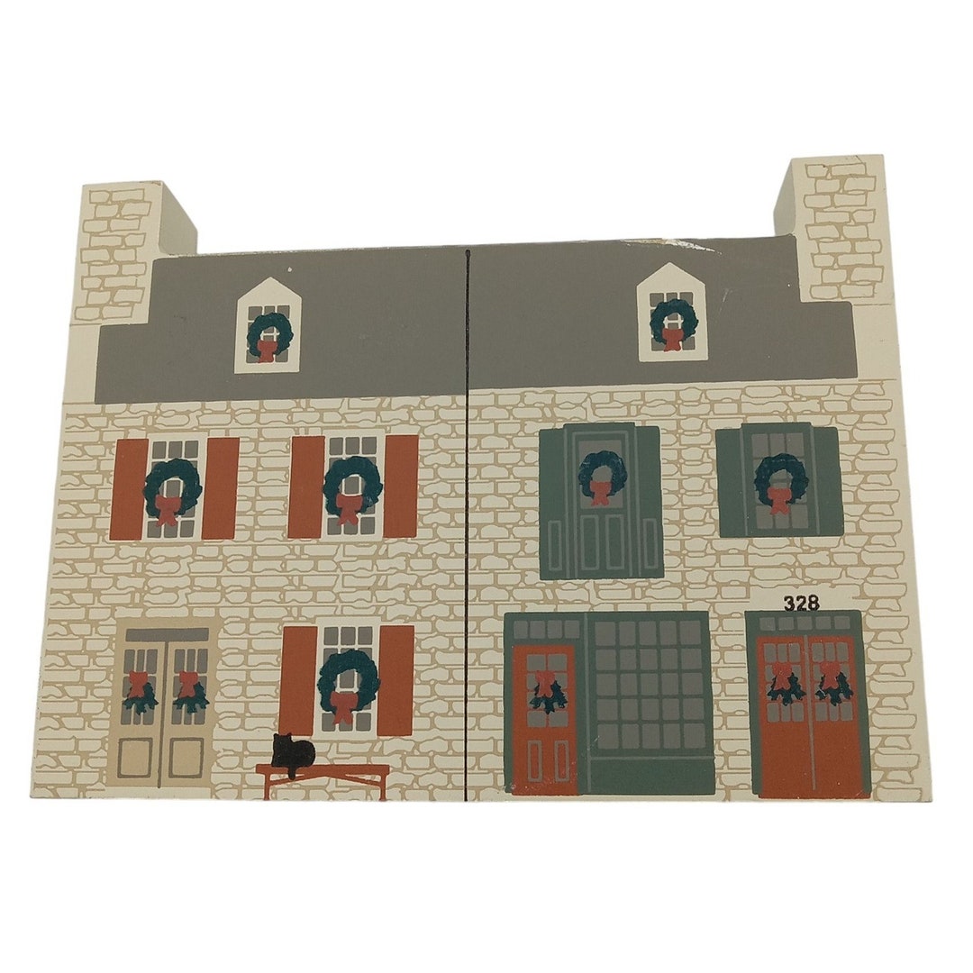 Cat's Meow Village Stone Row House St. Charles Christmas Series Signed ...
