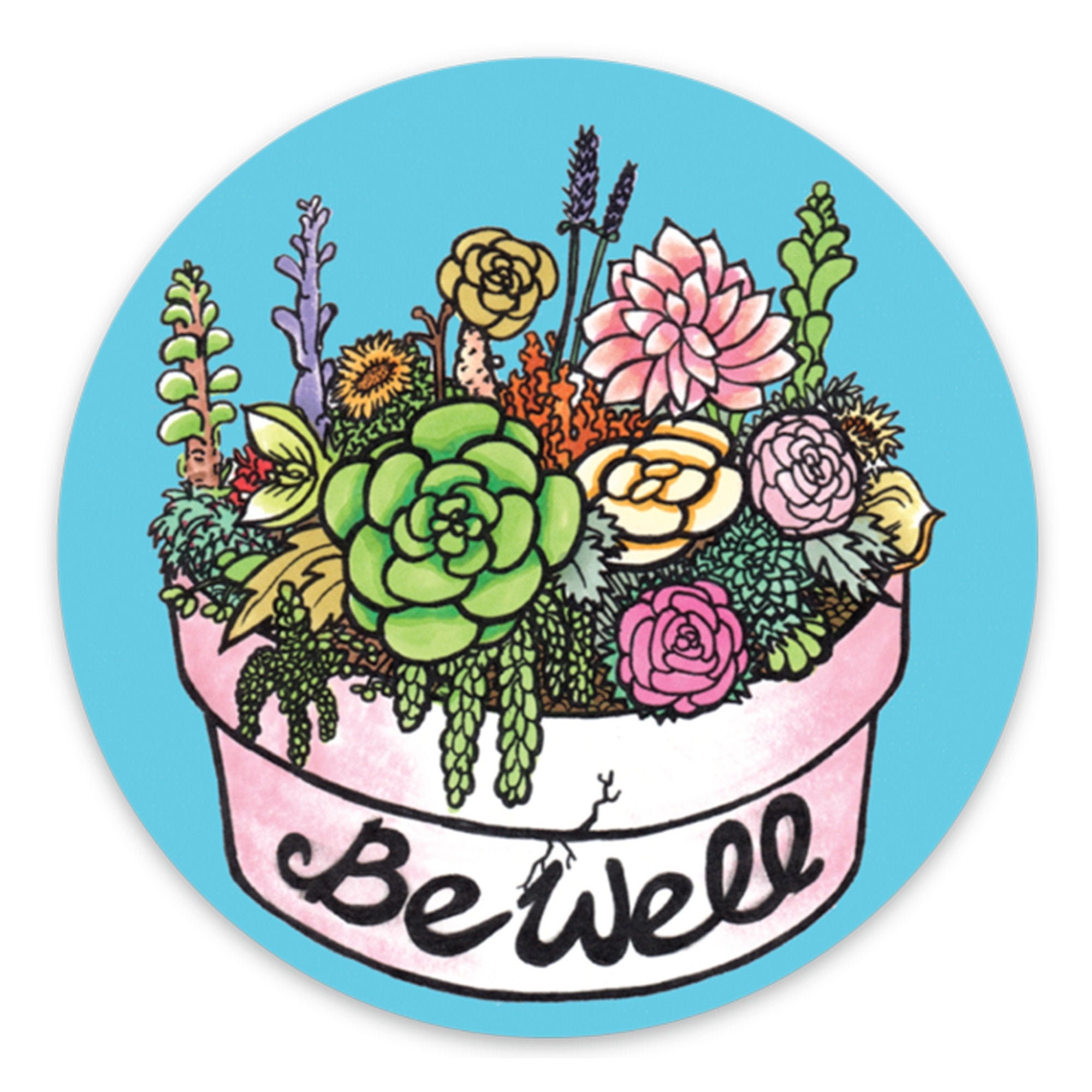 Be Well 3 Round Sticker - Etsy