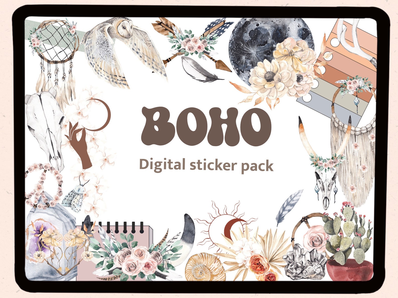 Boho Goodnotes Digital Planner Sticker Flower Stickers - Etsy