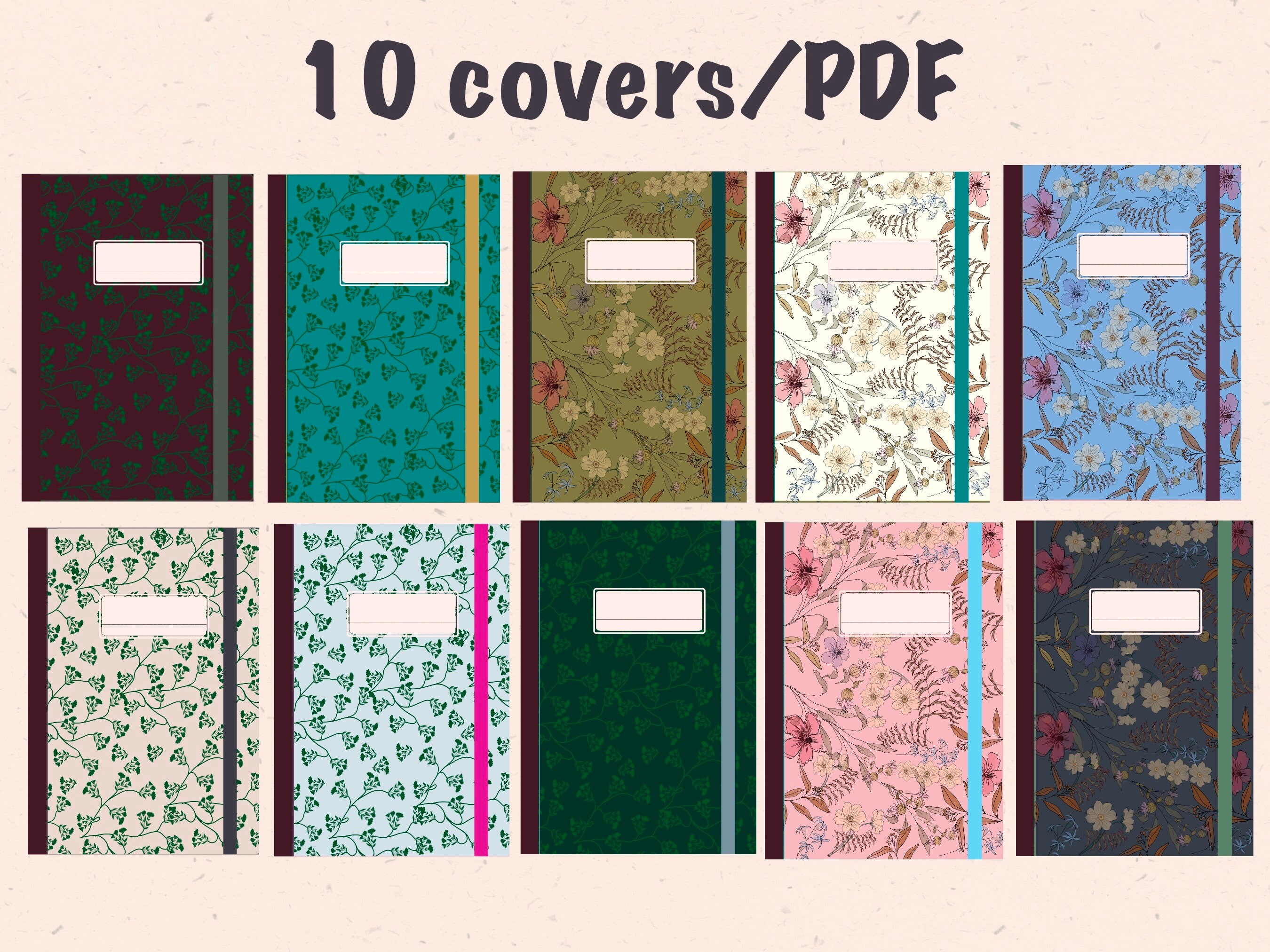 Boho Floral Digital Notebook Covers | Goodnotes, Notability (digital ...