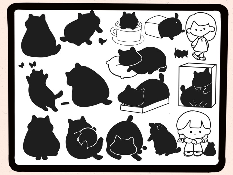 Kawaii Cat Procreate Stamps | 35 Stamp Brush Bundle (digital Download ...