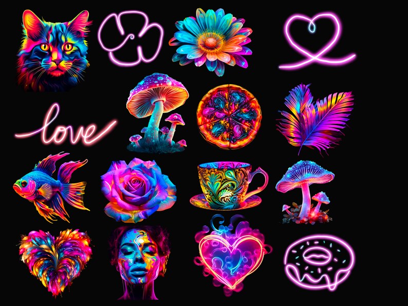 Neon Digital Stickers| Dark Mode Digital Planner| Goodnotes Digital ...