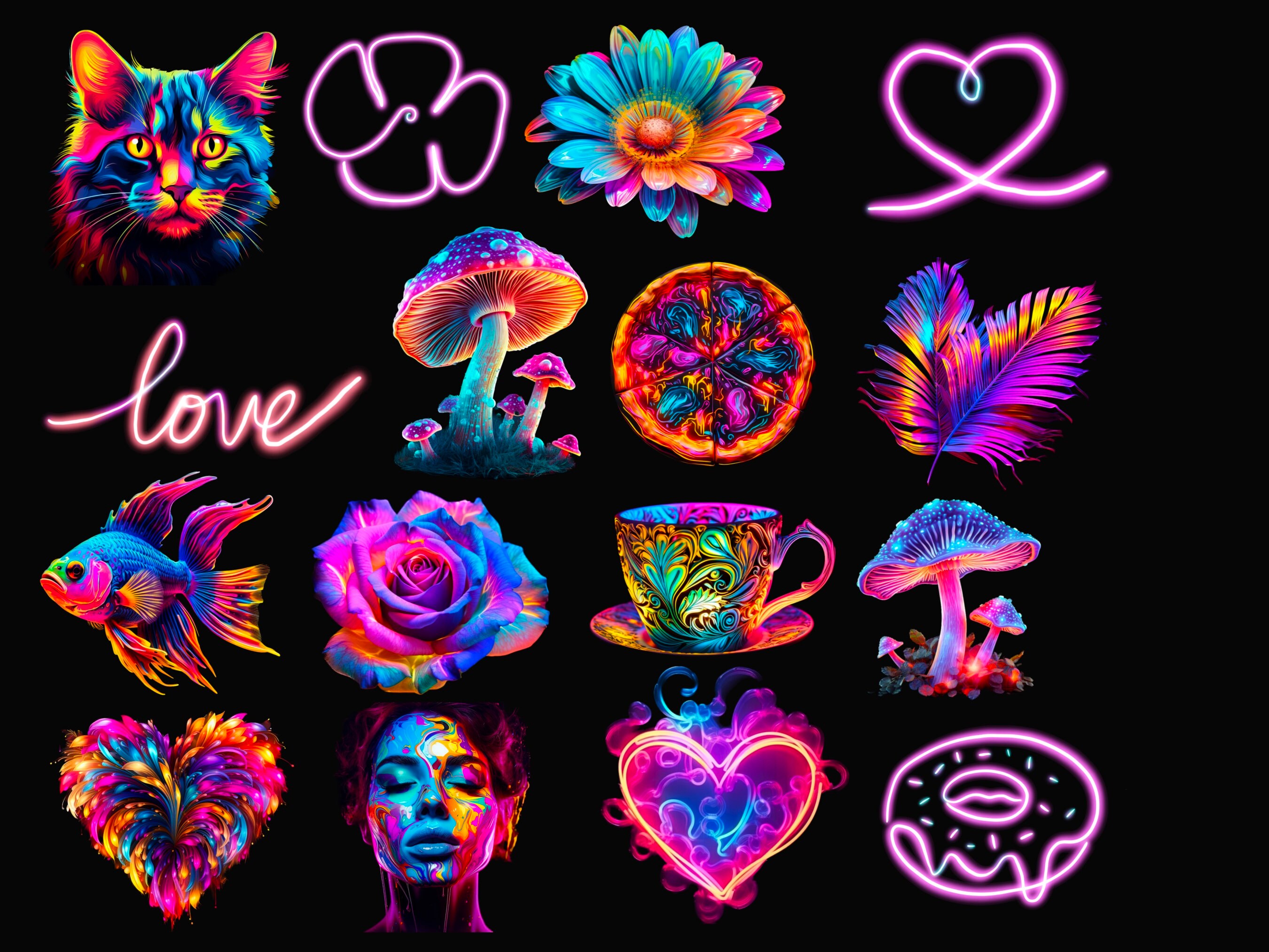 Neon Digital Stickers Dark Mode Digital Planner Goodnotes Digital ...