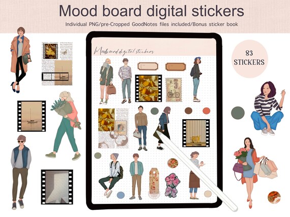 Boho Mood Board Digital Stickers Goodnotes Stickers Fashion - Etsy