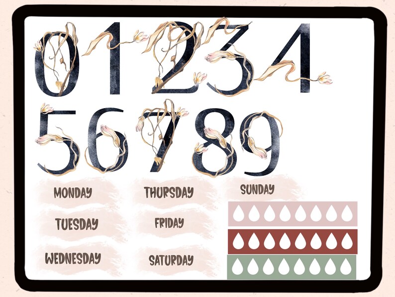 Boho Goodnotes Digital Planner Sticker Flower Stickers - Etsy