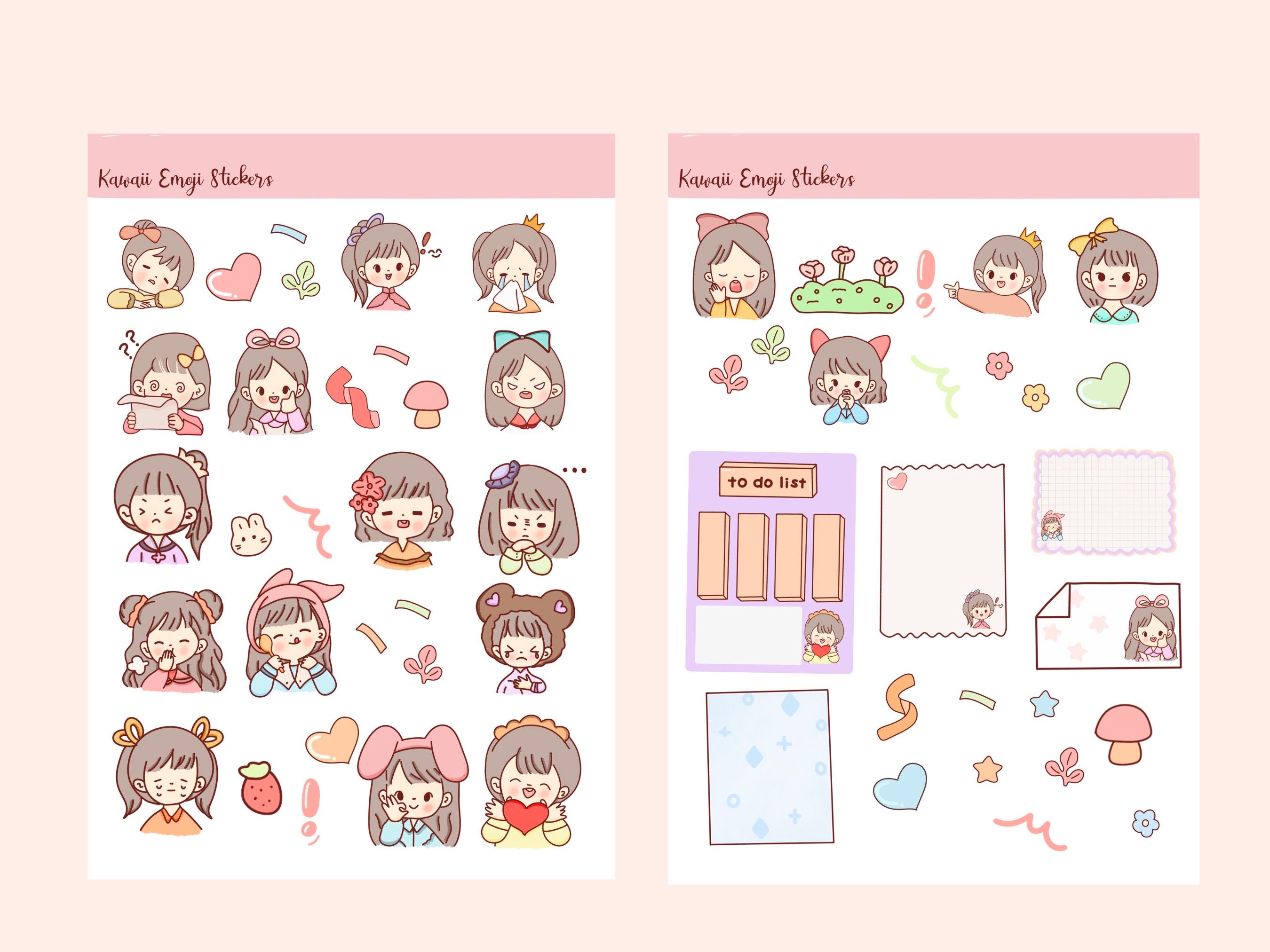 Cute Girl Digital Sticker Pack| Kawaii Goodnotes Stickers| Pink|kawaii ...