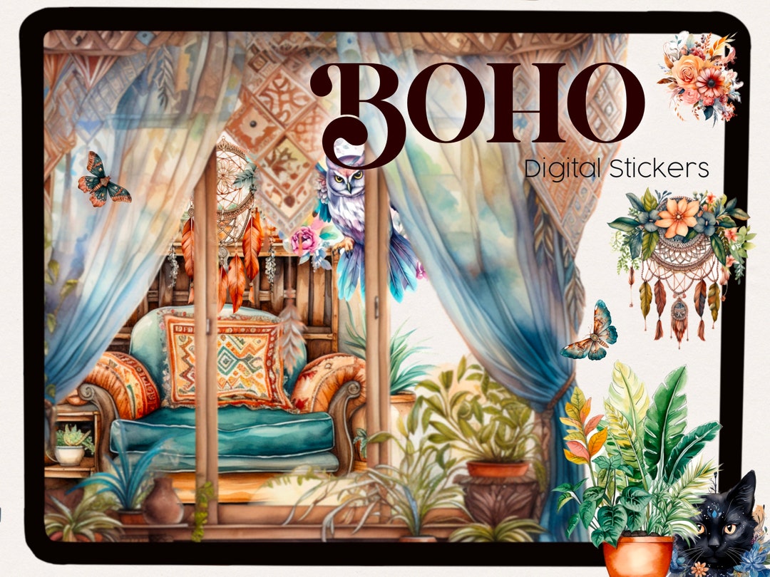 Boho Aesthetic Summer Digital Stickers| Goodnotes Stickers| Boho| Boho ...
