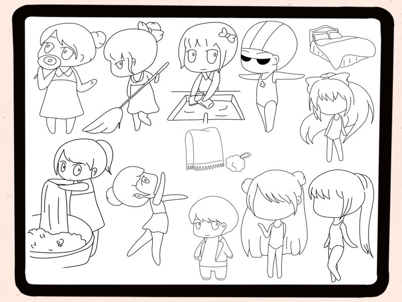 Chibi Procreate Brush Stamp| Everyday Procreate Stamps| Kawaii ...