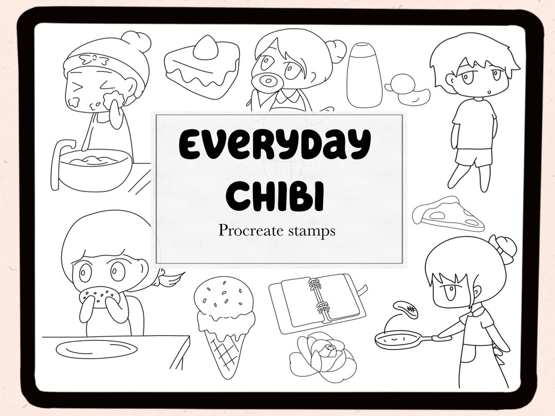 Chibi Procreate Brush Stamp| Everyday Procreate Stamps| Kawaii ...
