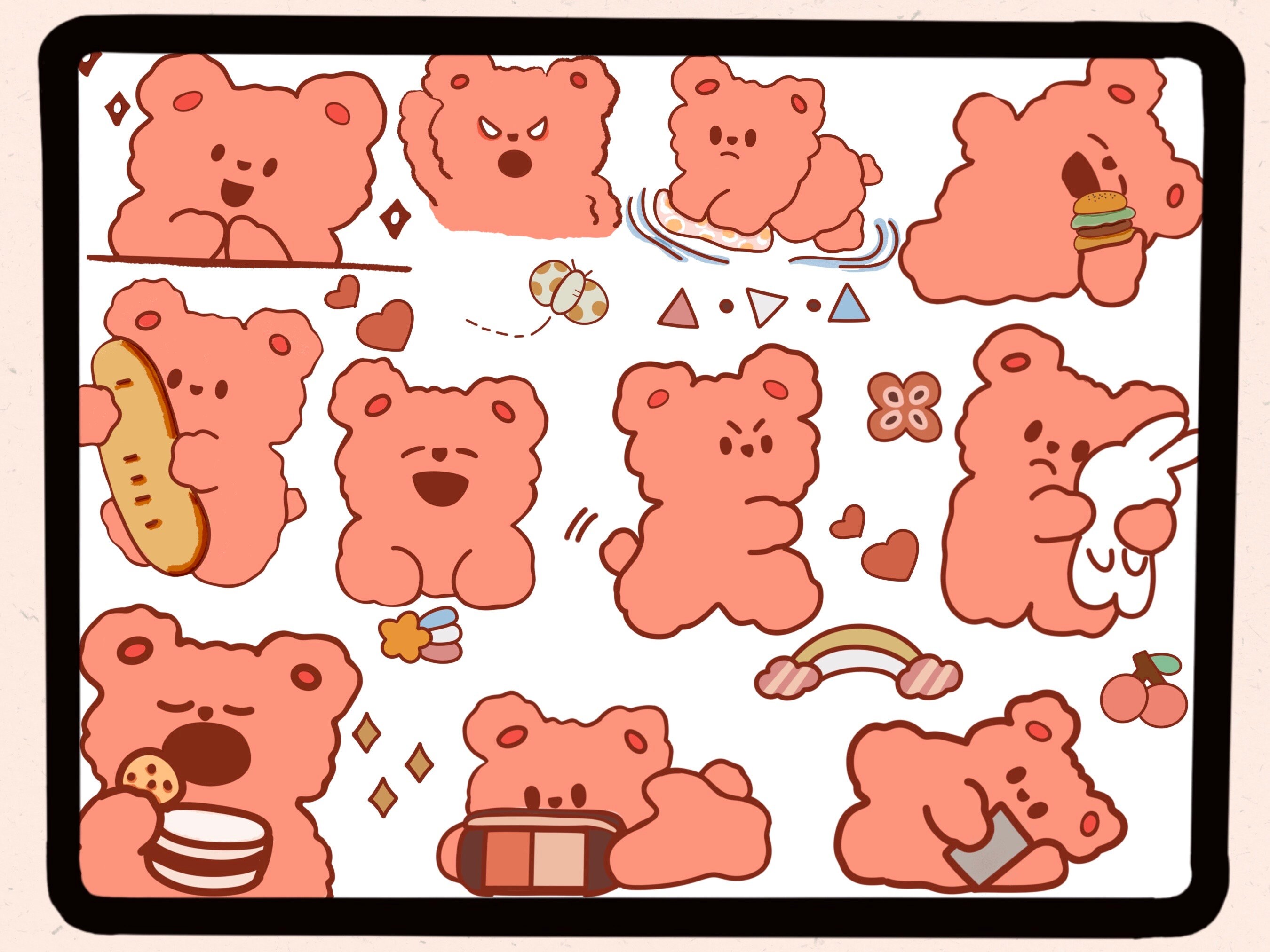 Kawaii Bear Digital Stickers| Goodnotes Stickers| Bear Emotes| Cute ...