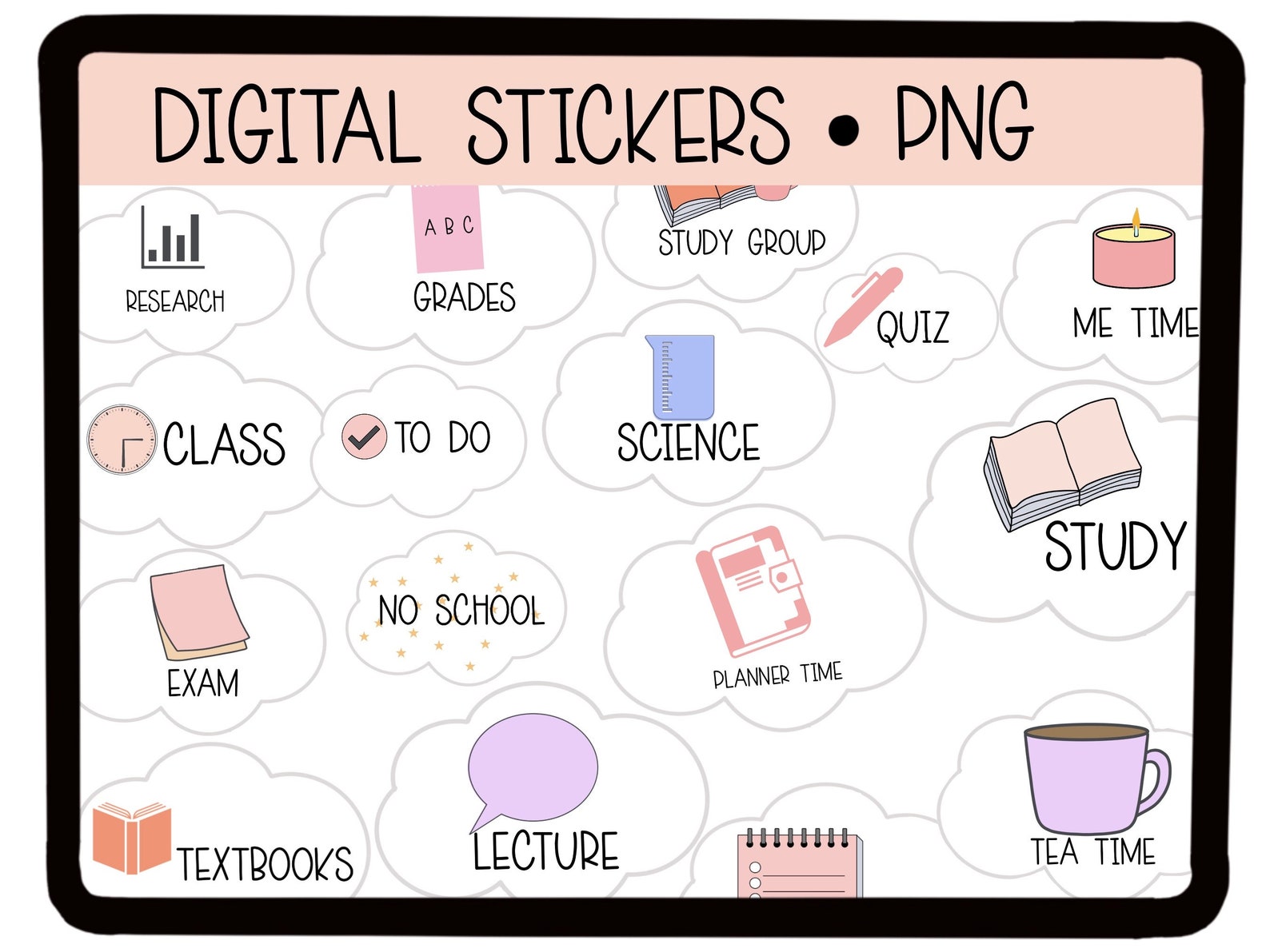 Student Digital Stickers| Goodnotes Stickers| School| Study| College ...