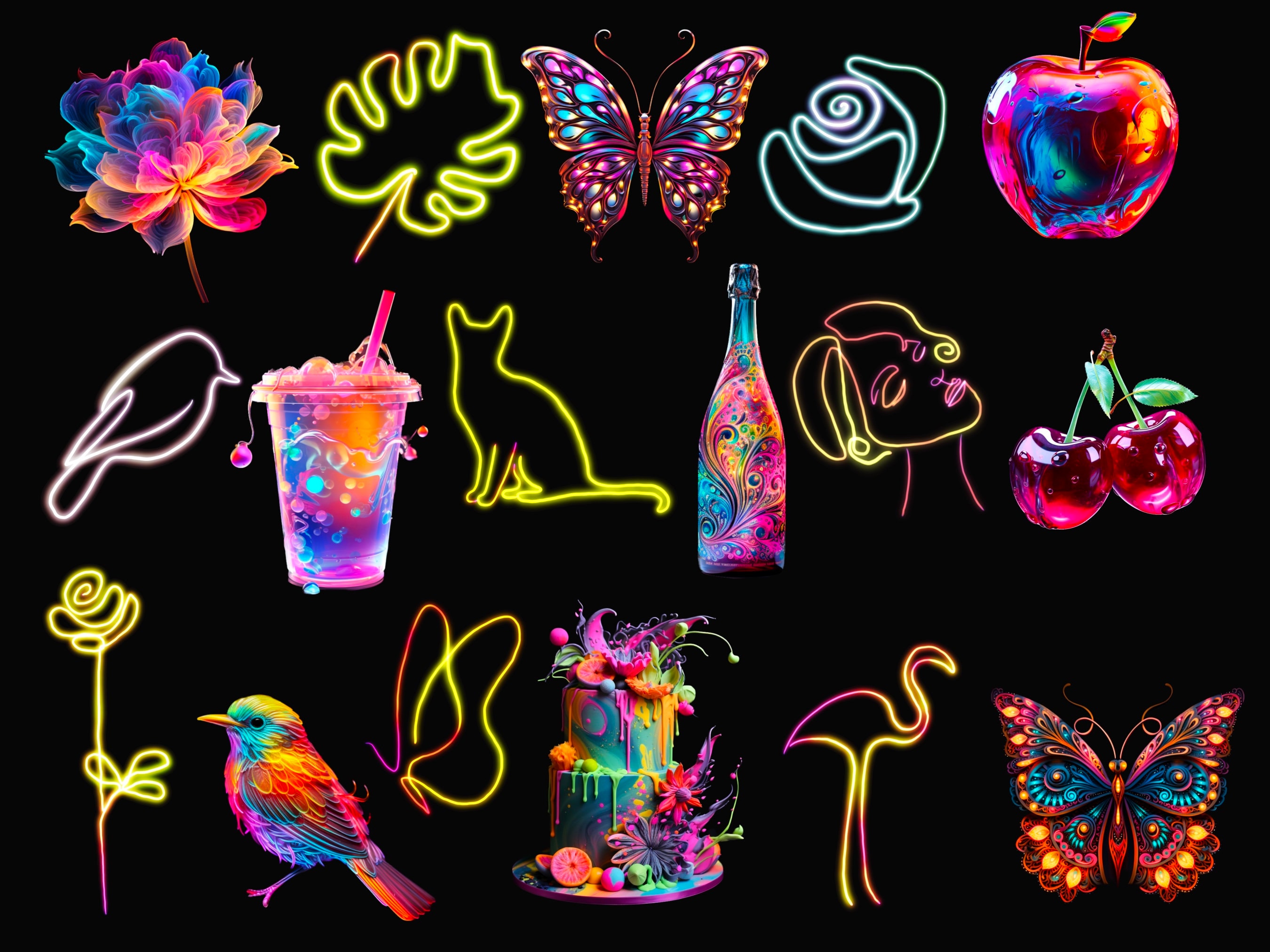 Neon Digital Stickers Dark Mode Digital Planner Goodnotes Digital ...