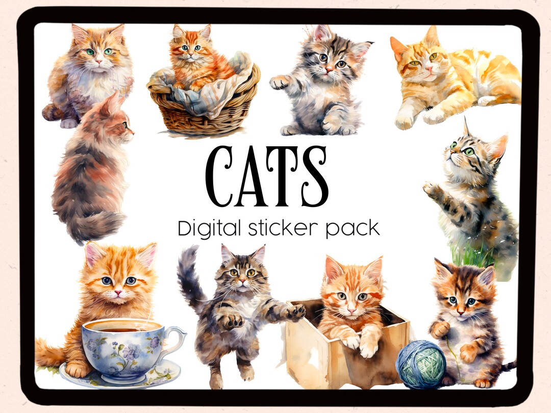 Cats Digital Stickers| Cats Goodnotes Digital Stickers| Cats| PNG - Etsy