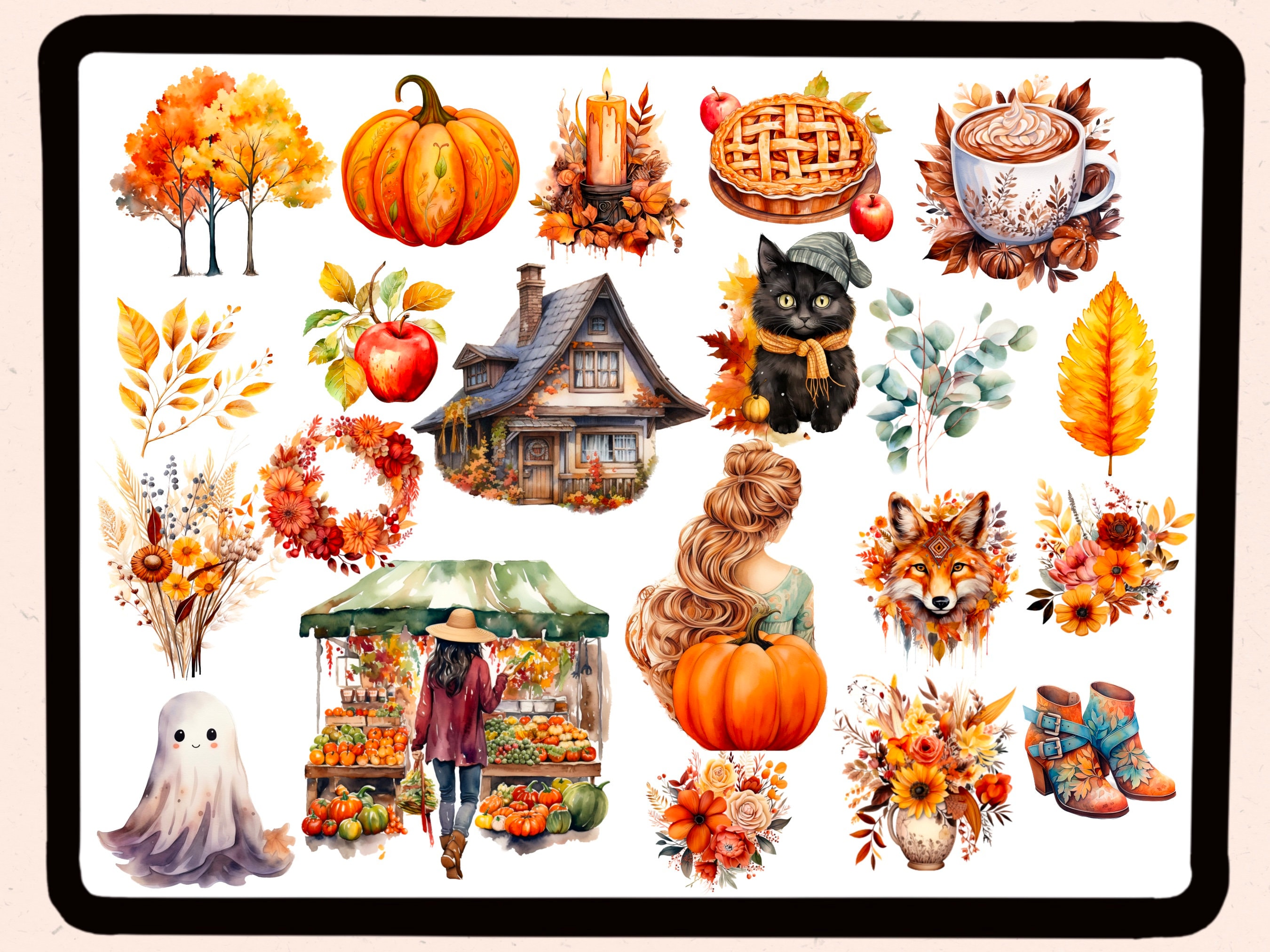 Boho Fall Digital Stickers| Fall Goodnotes Stickers| Pumpkin| Fall ...