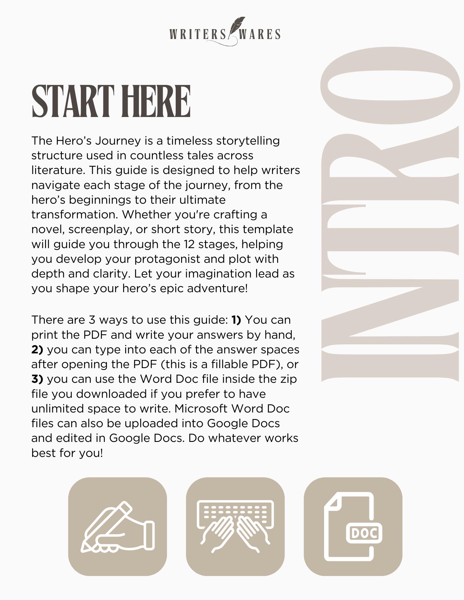 The Ultimate Hero's Journey Writing Guide (12-step Method - Fillable ...