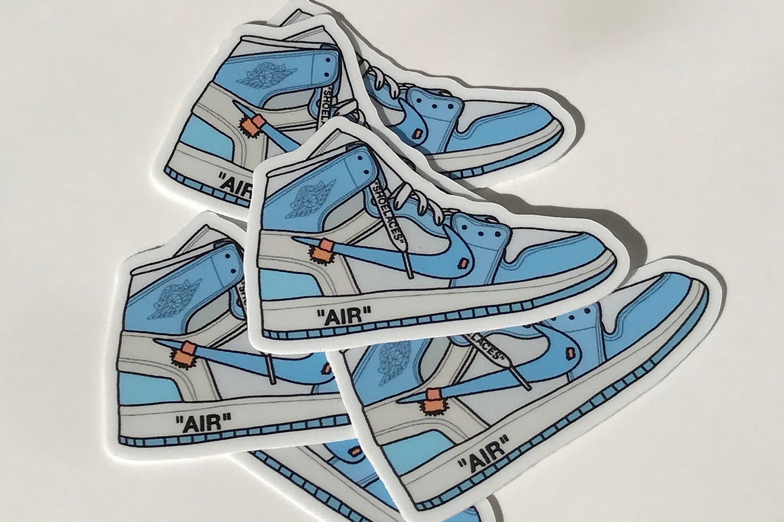 Air Jordan 1 Retro off White University Blue Sticker - Etsy