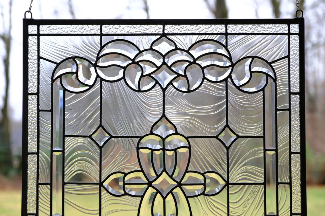 Handcrafted Clear Beveled Glass Window Panel 24 X - Etsy