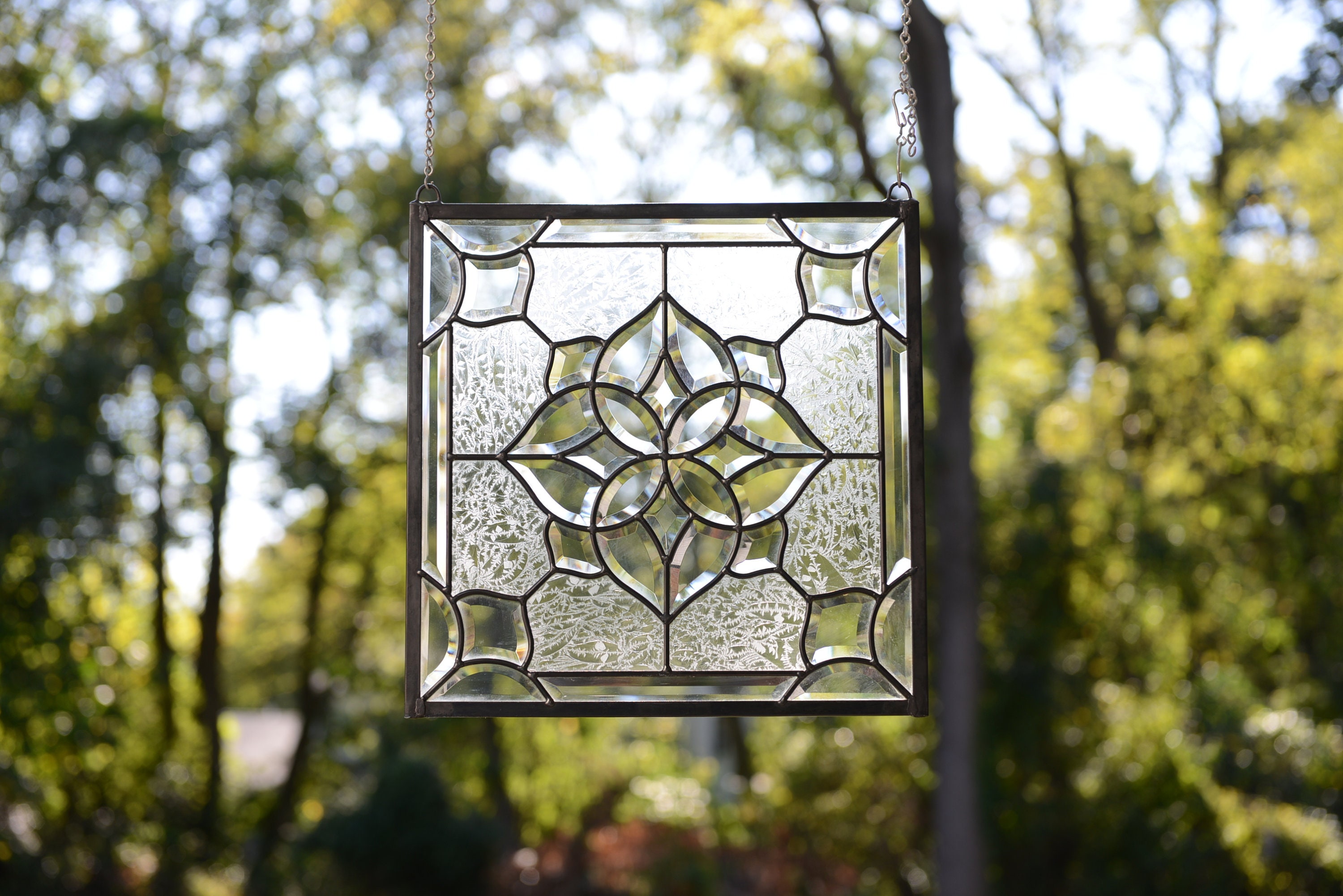 Panel de ventana de vidrio biselado transparente hecho a mano | Etsy España