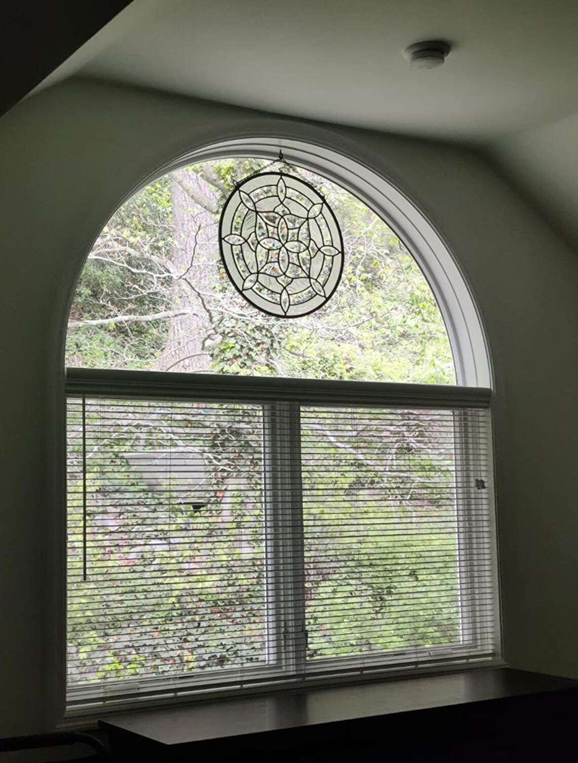Handcrafted Clear Beveled Glass Round Window Panel Stained Glass Panel ...