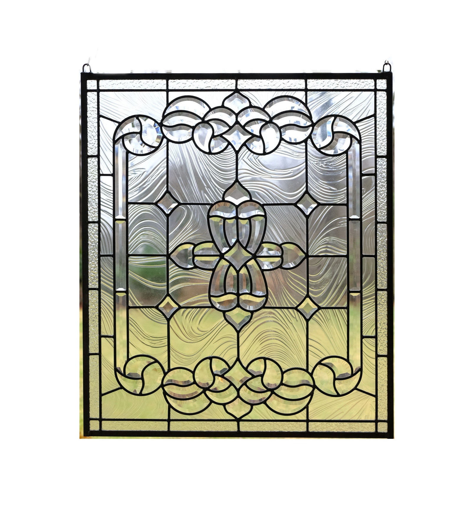 Handcrafted Clear Beveled Glass Window Panel 24 X - Etsy