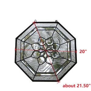 20" X 20" All Clear Stained Glass Octagon Beveled Window Panel - Etsy