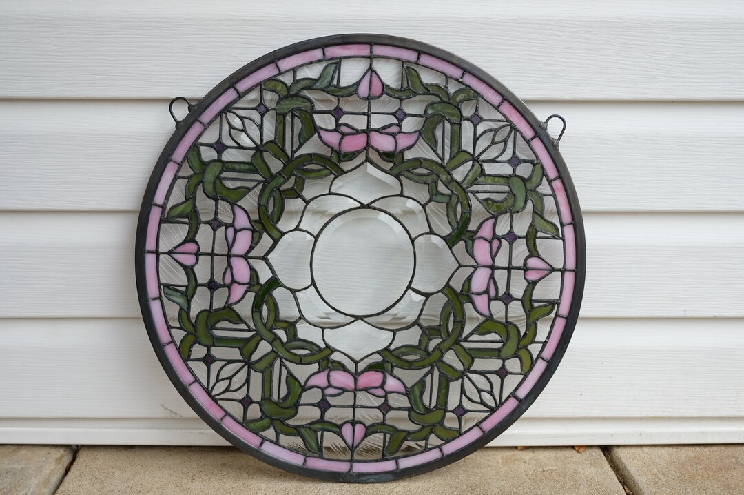Handcrafted Beveled Glass Round Window Panel 19.75" Dia - Etsy