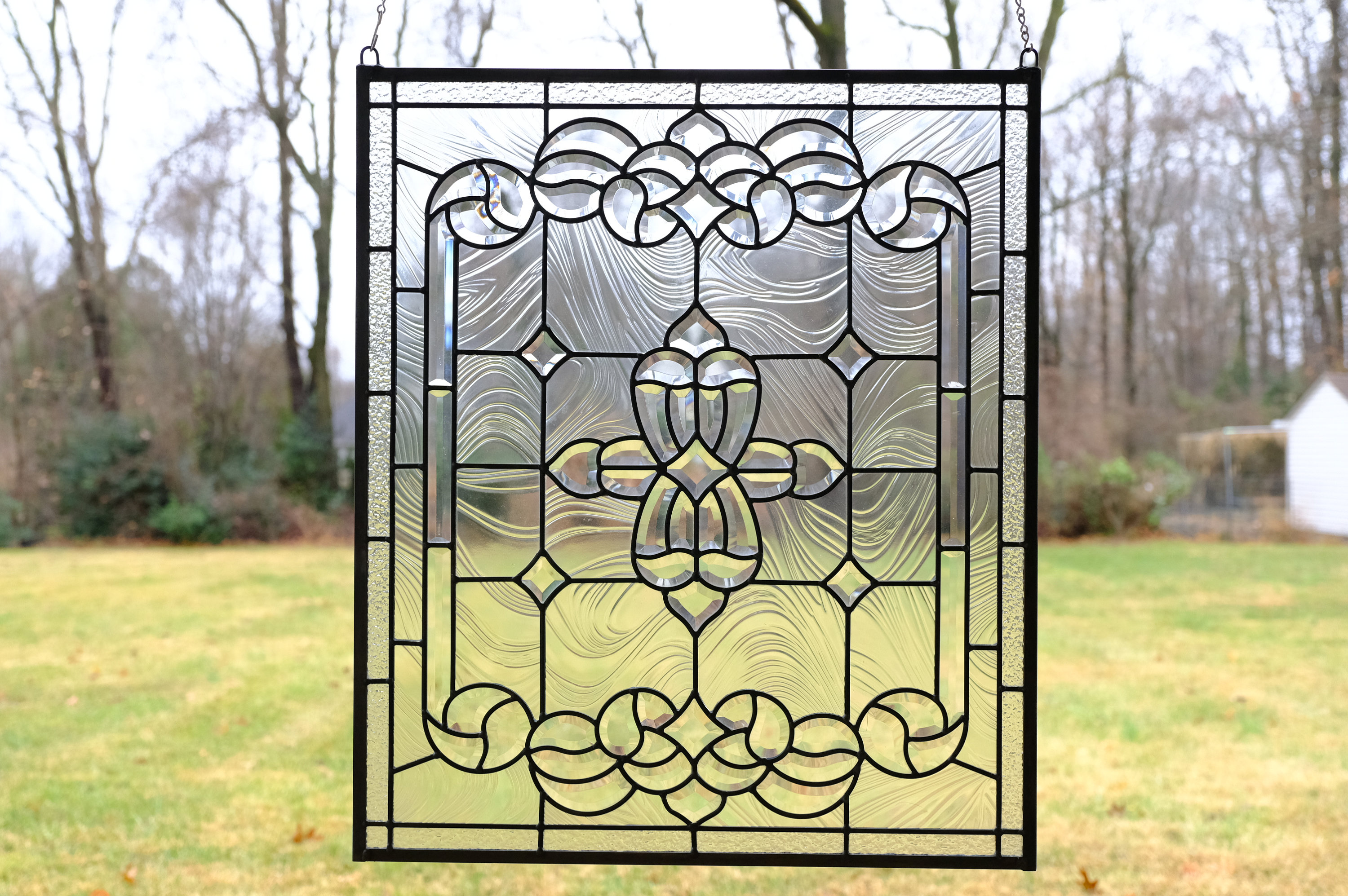 Handcrafted Clear Beveled Glass Window Panel 24 X - Etsy