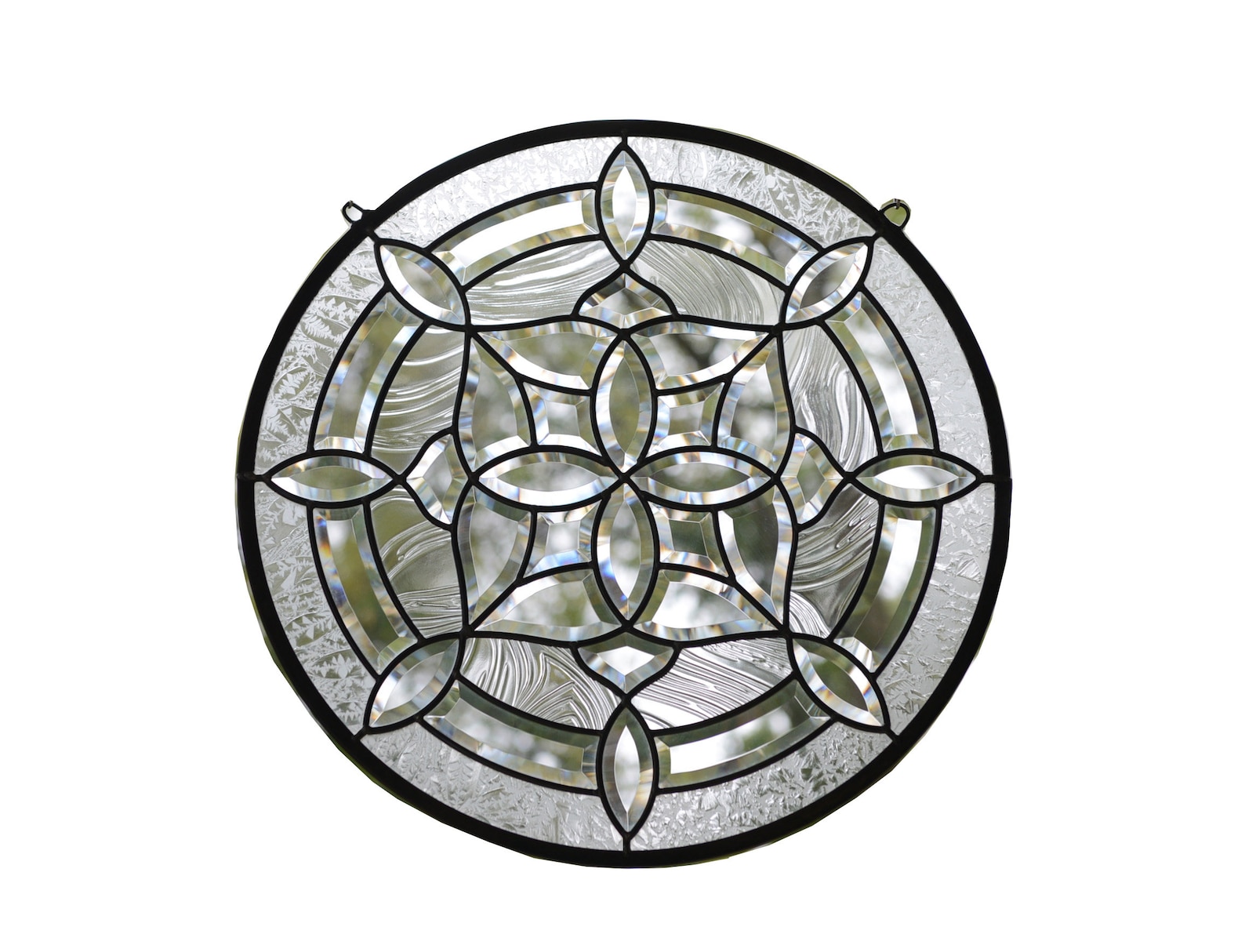 Handcrafted Clear Beveled Glass Round Window Panel 21" Dia - Etsy