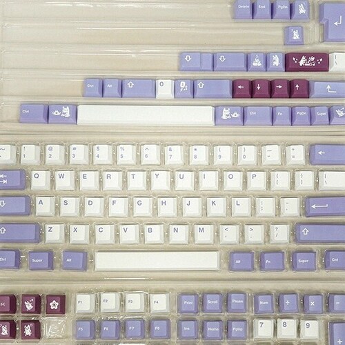 Cute Bunny Keycap Set Cherry Profile Purple White PBT Keycaps | Etsy