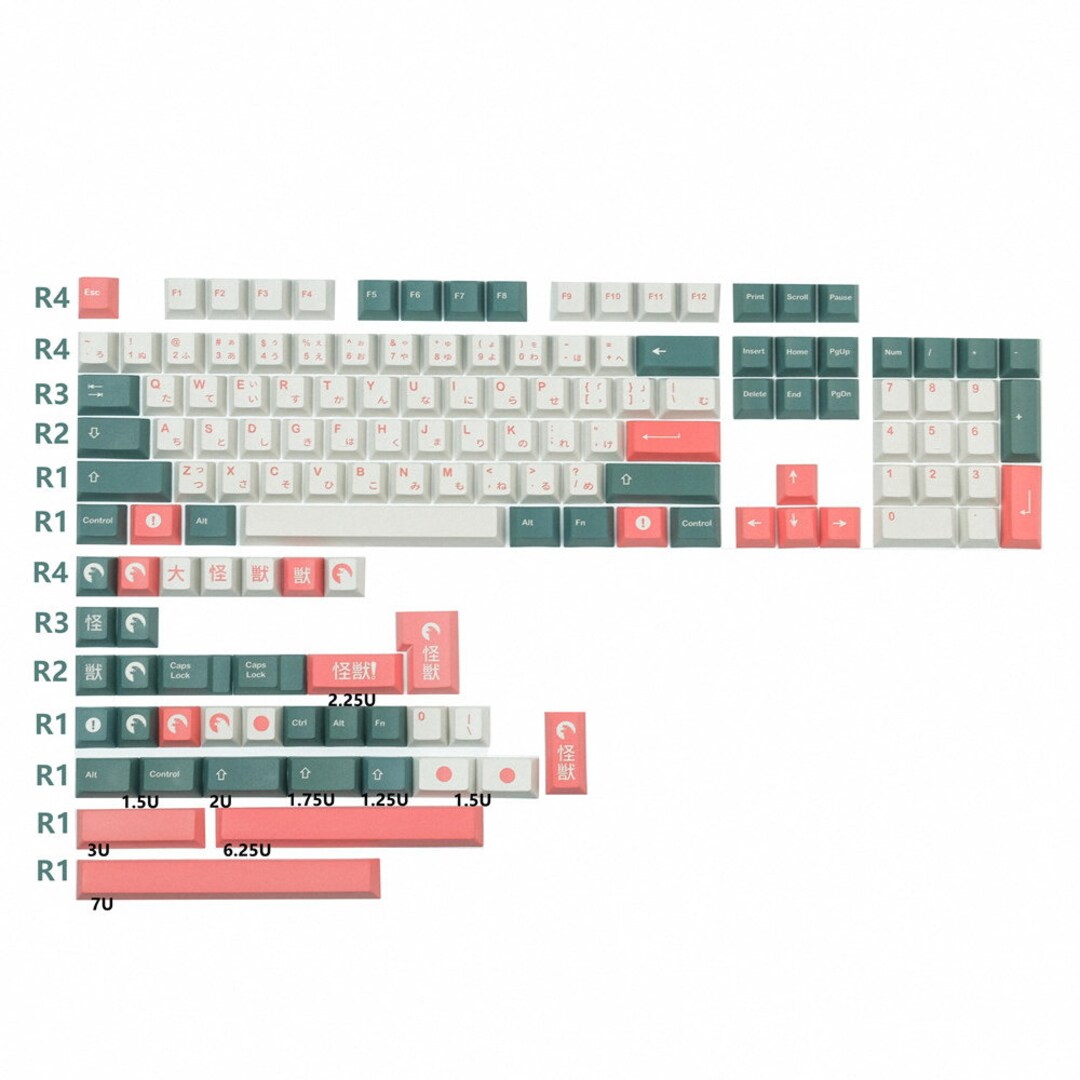 GMK Kaiju PBT Keycaps Cherry Profile Dye Sub Personalized Keycap for ...