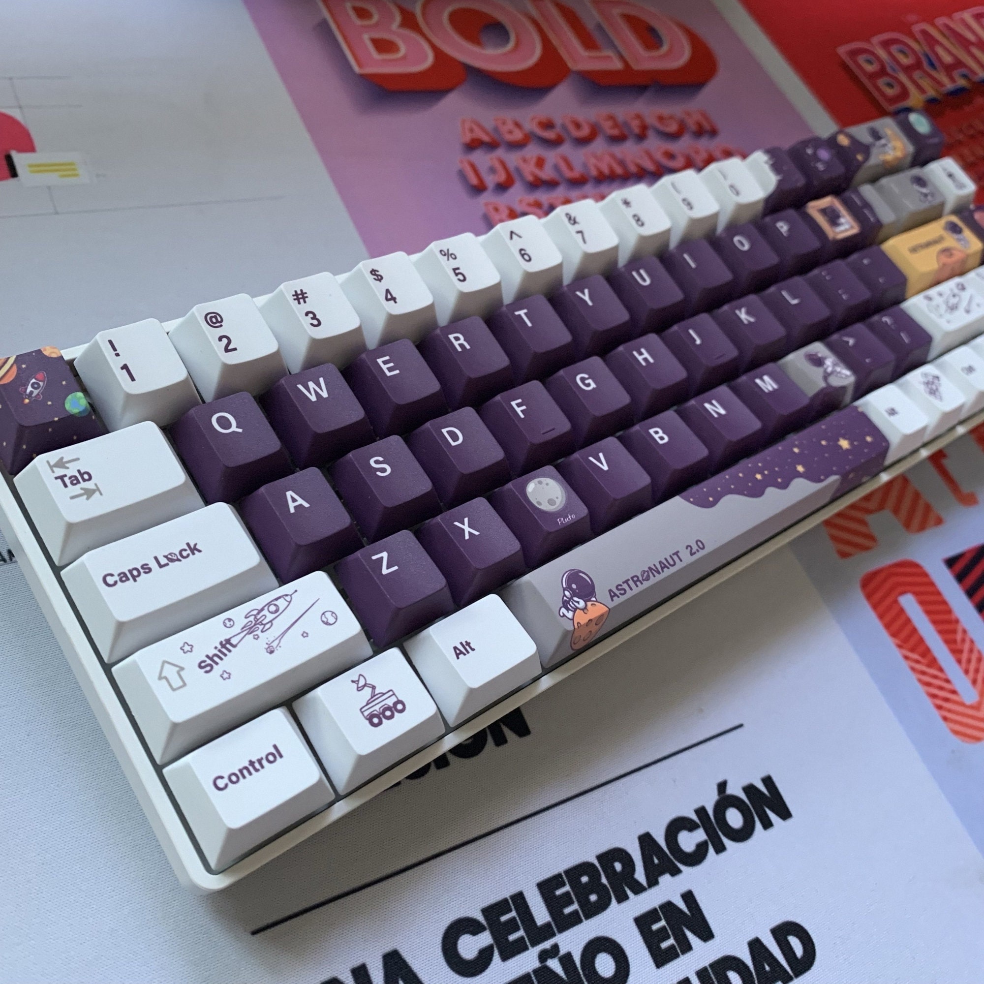 Astronaut Keycap Set Custom Keycaps Purple White PBT Keycap - Etsy ...