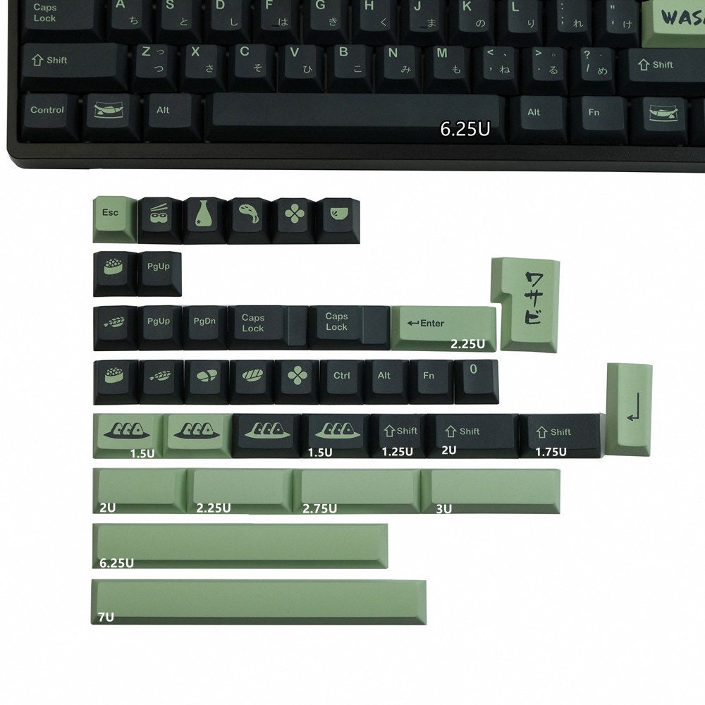 GMK Wasabi Keycap Set Dye-sub Cherry Profile PBT Keycaps for - Etsy Canada