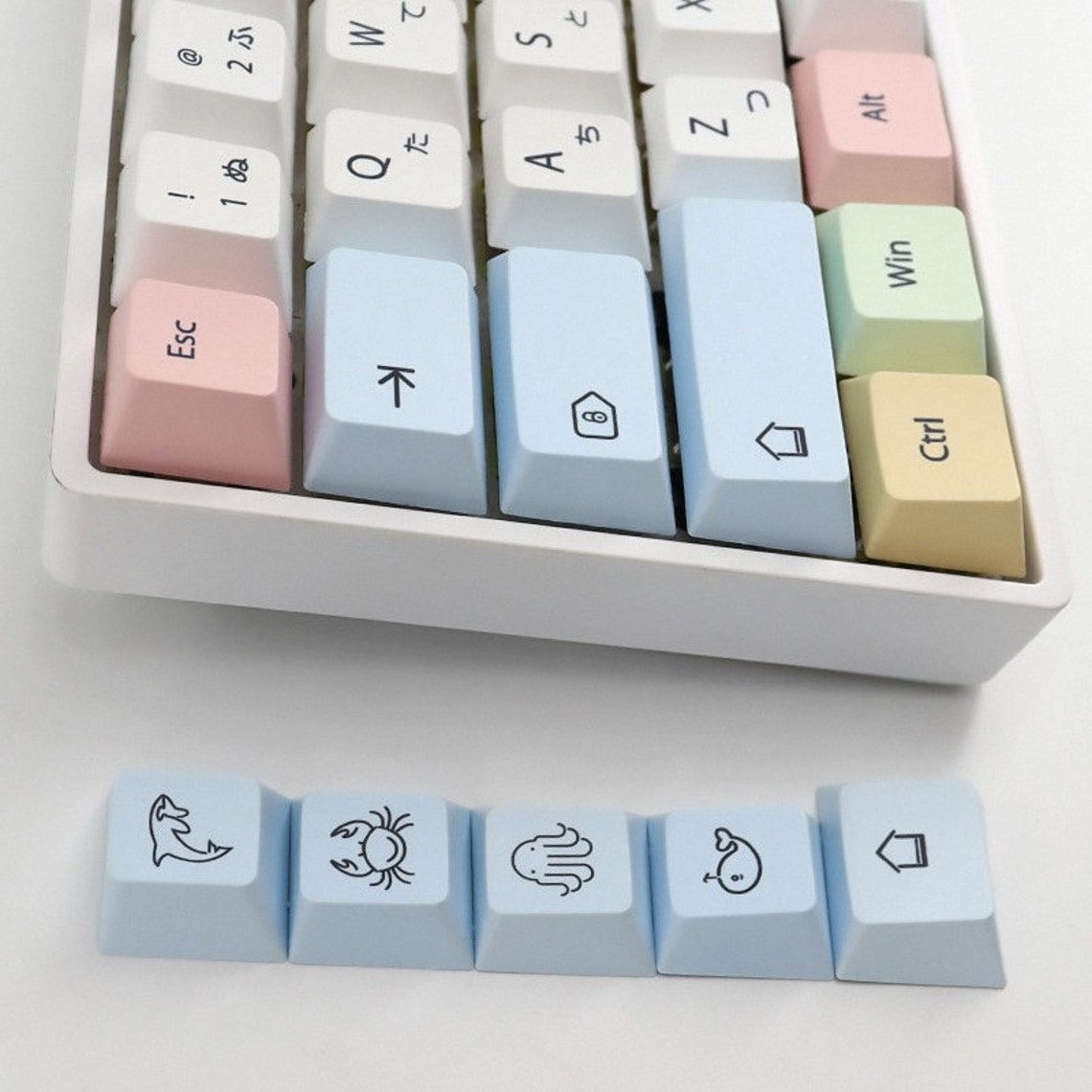 136 Keys Chalk Keycap Set PBT Sublimation Keycaps Cute - Etsy