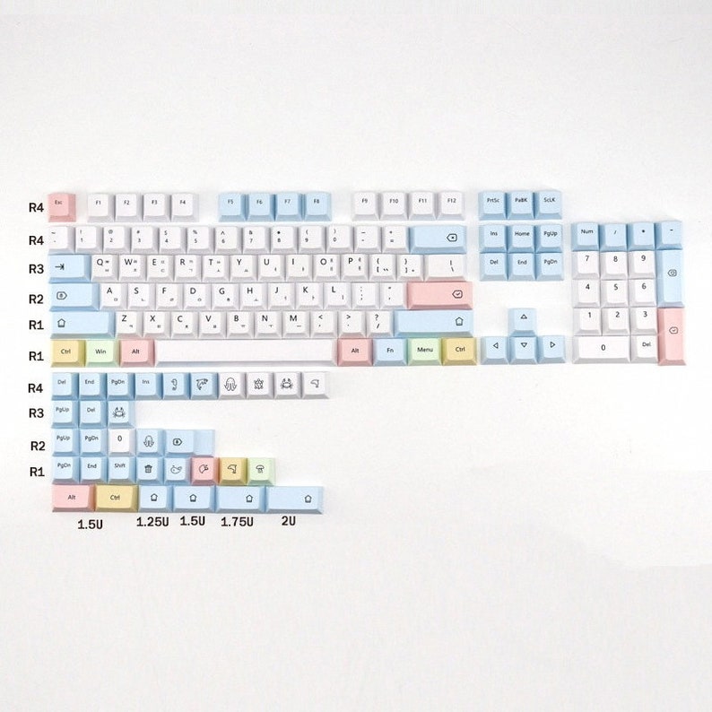 136 Keys Chalk Keycap Set PBT Sublimation Keycaps Cute - Etsy