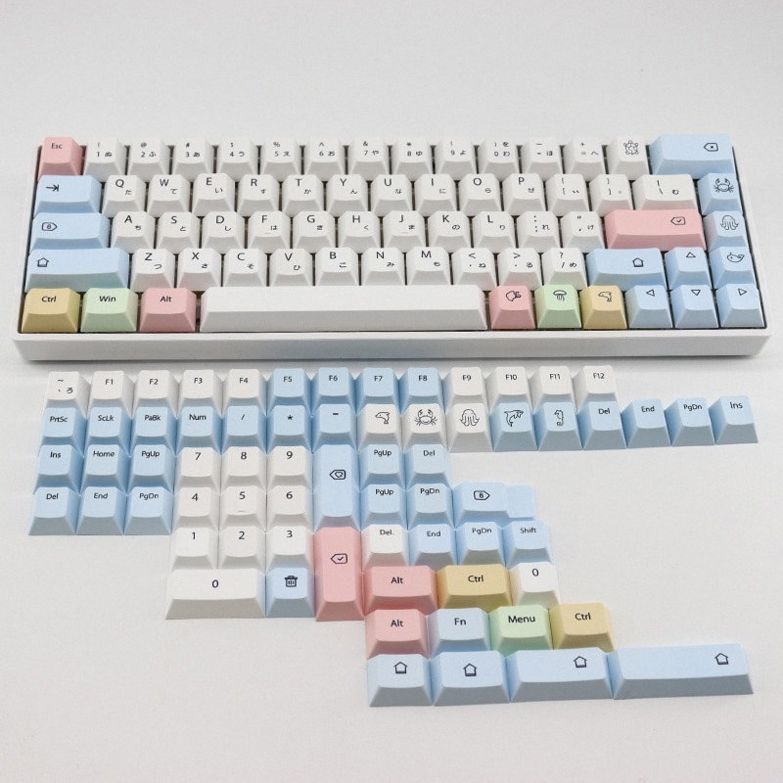 136 Keys Chalk Keycap Set PBT Sublimation Keycaps Cute - Etsy