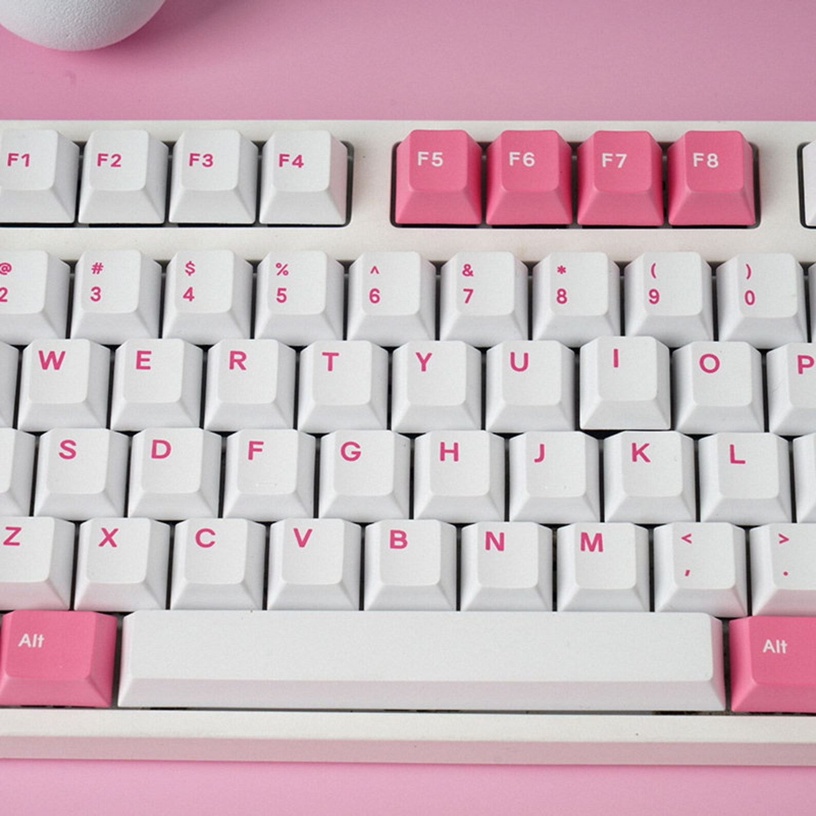 Pink White PBT Keycap Set 130 Keys Cherry Profile Keycaps for | Etsy