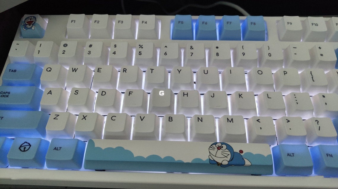 Doraemon PBT Keycap Set OEM Keycaps 108 Keys Blue Keycaps | Etsy