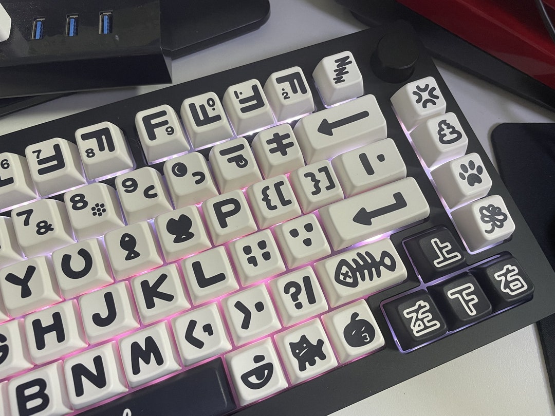 140 Keys Black White Keycap Set Alice Split Spacebar Keycaps PBT Keycap ...