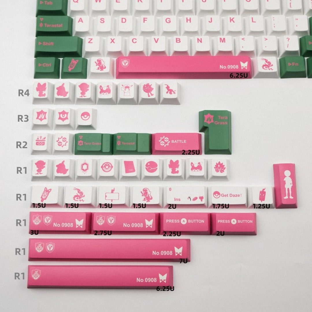 Cute PBT Keycap Set Green Pink Key Cap for Gaming Keyboard - Etsy