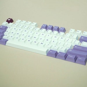 Cute Bunny Keycap Set Cherry Profile Purple White PBT Keycaps for ...