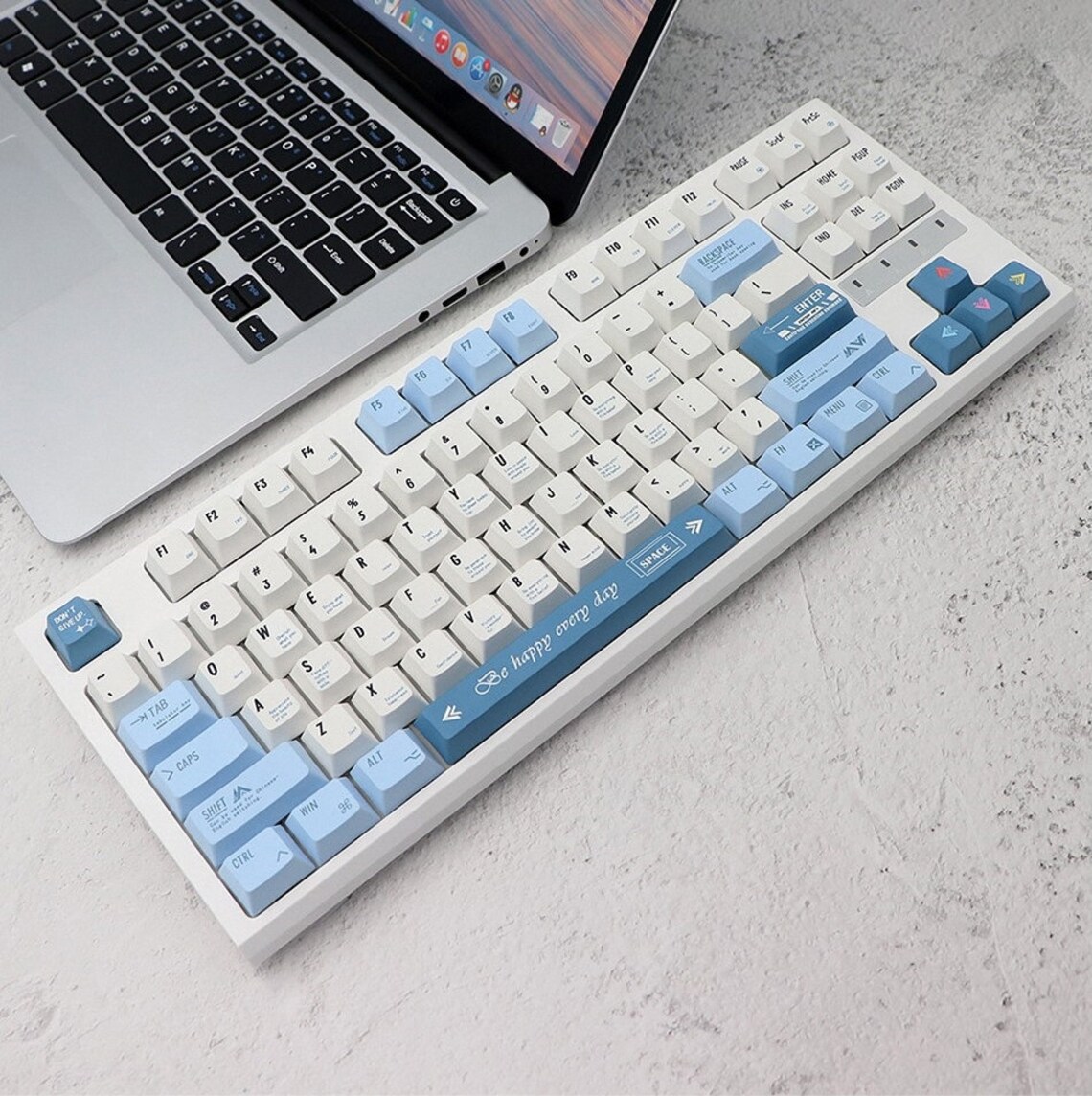 136 Keys PBT Keycap Set Code Theme Blue White Keycaps Cherry - Etsy