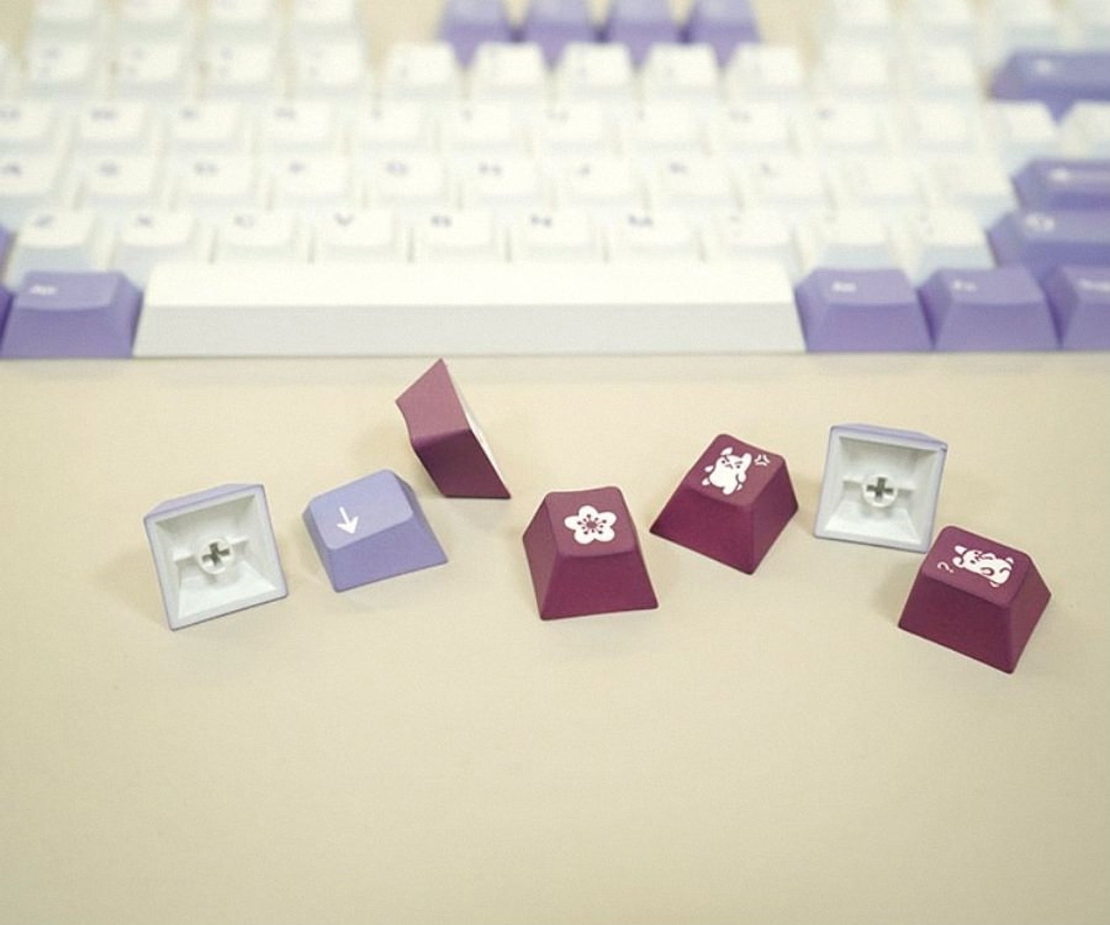 Cute Bunny Keycap Set Cherry Profile Purple White PBT Keycaps - Etsy