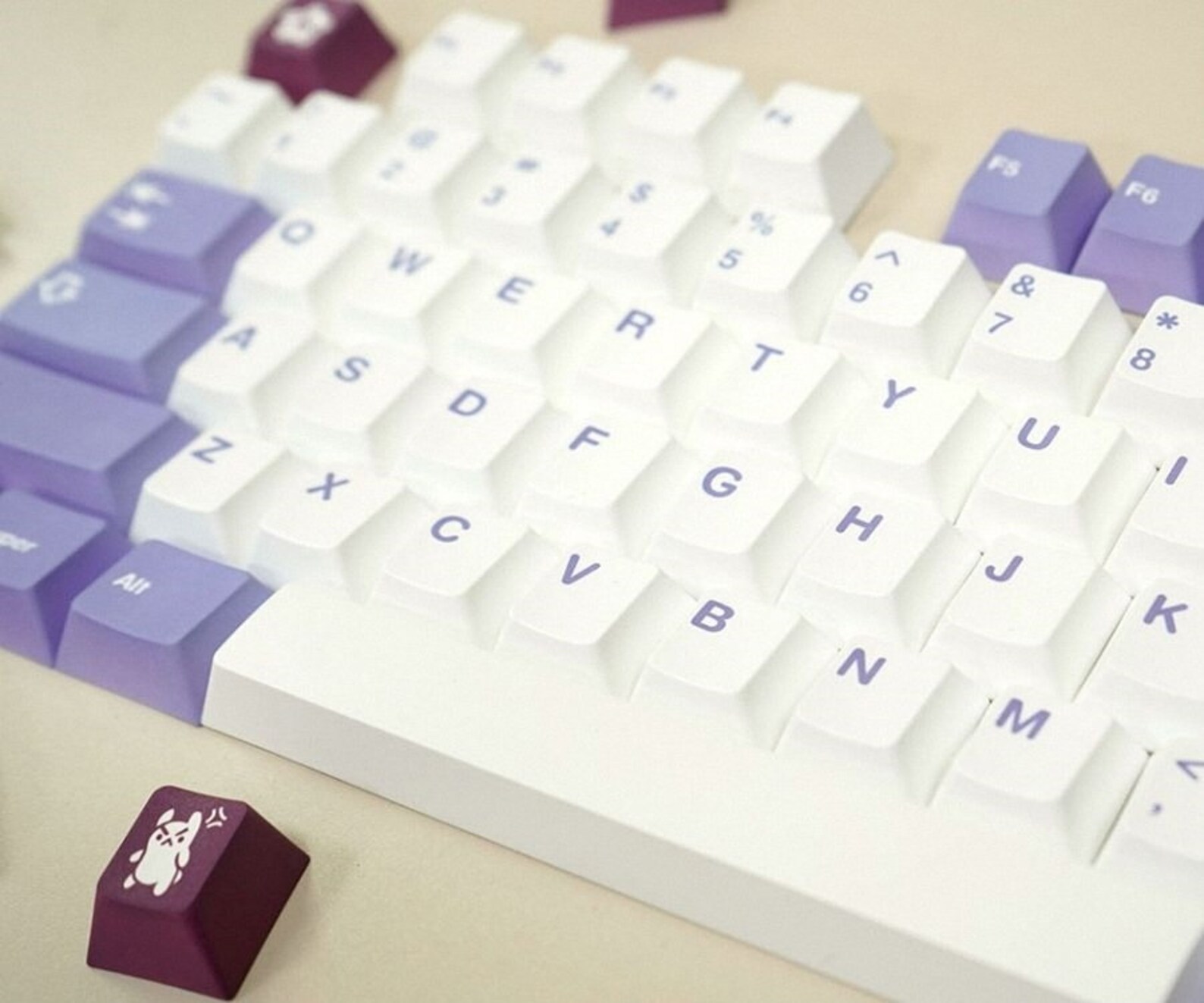 Cute Bunny Keycap Set Cherry Profile Purple White PBT Keycaps - Etsy