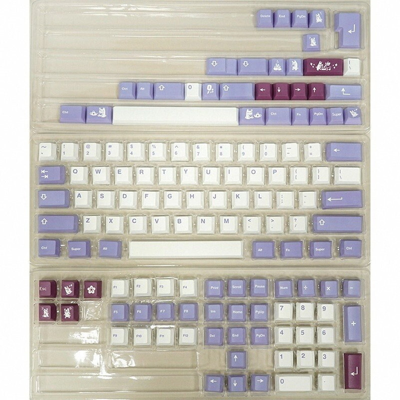 Cute Bunny Keycap Set Cherry Profile Purple White PBT Keycaps - Etsy