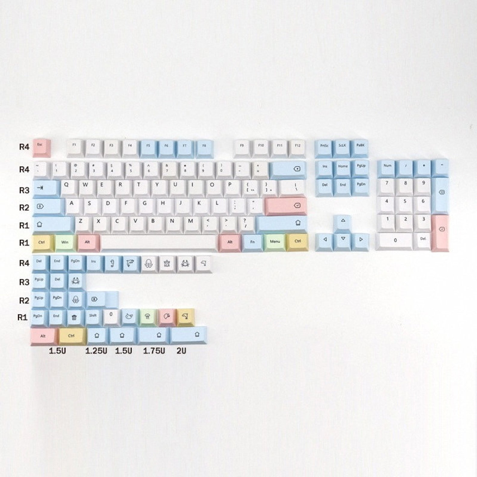 136 Keys Chalk Keycap Set PBT Sublimation Keycaps Cute - Etsy