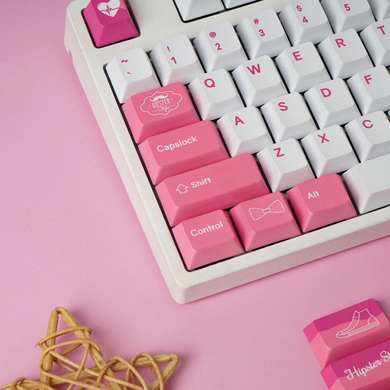 Pink White PBT Keycap Set 130 Keys Cherry Profile Keycaps for | Etsy