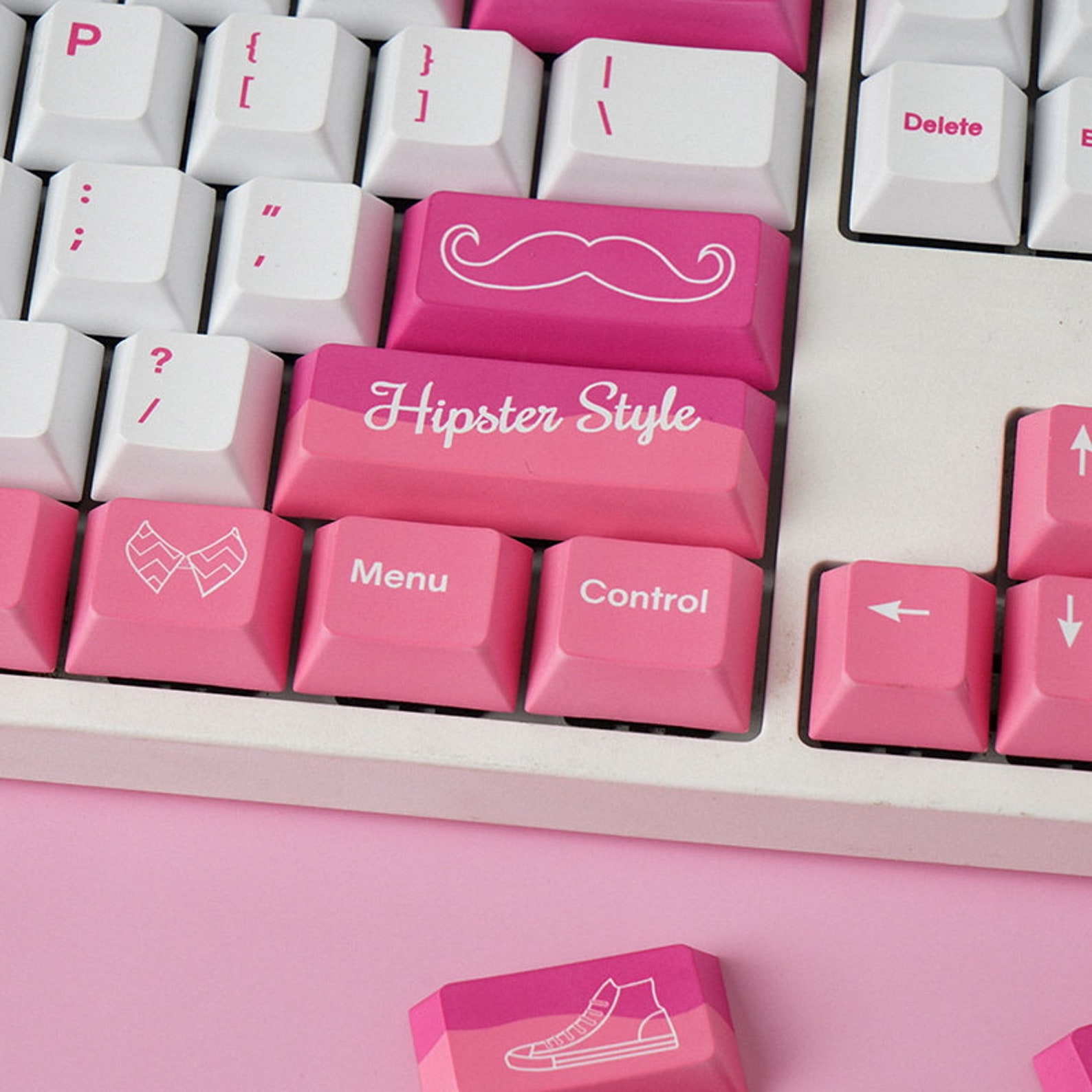 Pink White PBT Keycap Set 130 Keys Cherry Profile Keycaps for | Etsy