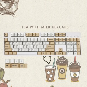 Tea With Milk PBT Keycap Set Cherry Profile Personalized White - Etsy ...