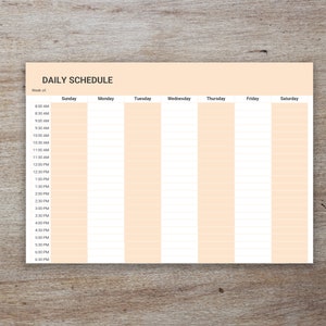 Daily Schedule, Weekly Schedule, Instant Download - Etsy