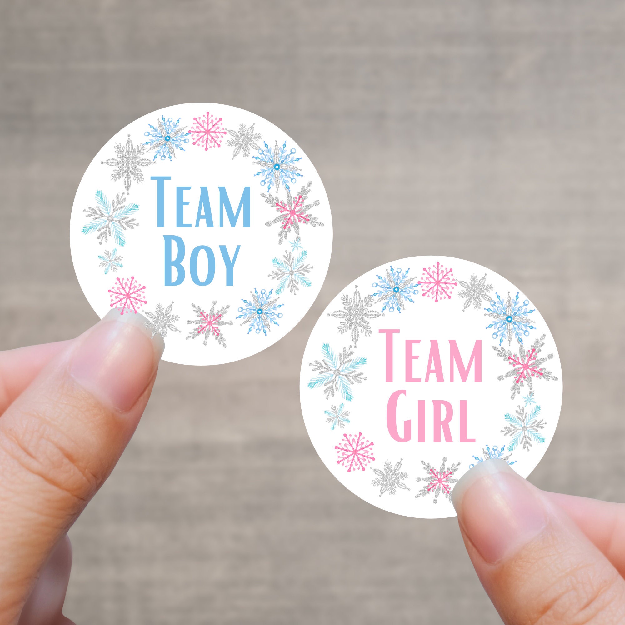 Team Boy Team Girl Gender Reveal Baby Stickers Winter Baby | Etsy